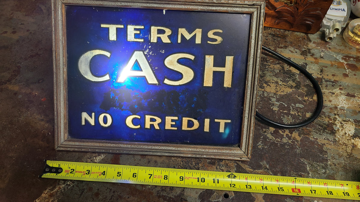 Old Lighted sign-Cash no credit – Alafair Antique & Estate